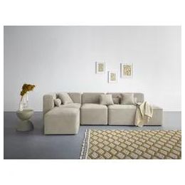 Ecksofa Andas "Sundstrup L-Form" Sofas Gr. B/H/T: 303 cm x 76,5 cm x 93 cm, Struktur weich, Recamiere rechts, grau (taupe) Modulserie, individuelle Zusammenstellung