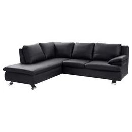 Ecksofa Places of Style "Drover L-Form" Sofas Gr. B/H/T: 250cm x 91cm x 220cm, NaturLEDER LongLife100, Ottomane links, schwarz in Echtleder