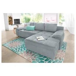 Sit & More Ecksofa SIT & MORE "Labene L-Form" Sofas Gr. B/H/T: 270cm x 82cm x 90cm, Struktur fein, Recamiere beidseitig montierbar, XL-mit Bettfunktion-mit Bettkasten-ohne Federkern, grau (hellgrau) wahlweise mit Bettfunktion und Bettkasten, auch als XXL-Variante