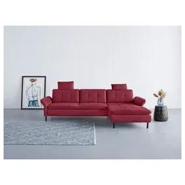 Ecksofa Inosign "Birkholm L-Form" Sofas Gr. B/H/T: 267cm x 83cm x 174cm, Luxus-Microfaser ALTARA NUBUCK, Recamiere rechts, mit Armlehnfunktion, rot (bordeaux) Armlehnverstellung, auch in Easy Clean Bezug - mit Wasser zu reinigen