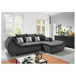 Ecksofa Inosign "Imola L-Form" Sofas Gr. B/H/T: 270cm x 90cm x 170cm, Velours, Armlehne links-Recamiere rechts, grau (anthrazit) auch mit Bettfunktion