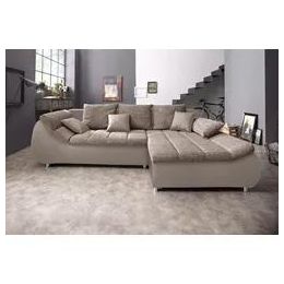 Ecksofa Inosign "Imola L-Form" Sofas Gr. B/H/T: 270cm x 90cm x 170cm, Kunstleder SOFTLUX-Struktur, Recamiere rechts, ohne Bettfunktion, braun (cappuccino, cappuccino) wahlweise mit Bettfunktion