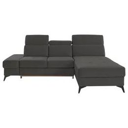 Ecksofa Inosign "Cardiz L-Form" Sofas Gr. B/H/T: 246 cm x 83 cm x 173 cm, Struktur fein, Recamiere rechts, ohne Bettfunktion-ohne Bettkasten, grau (anthrazit) inkl.Kopfteilverstellung und Federkern wahlweise mit Bettfunktion