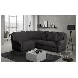 Ecksofa Home Affaire "Boston L-Form" Sofas Gr. B/H/T: 266 cm x 102 cm x 216 cm, Microfaser bedruckt, langer Schenkel rechts, Ohne Bettfunktion-ohne Schubkasten, grau (anthracite) Gemütliches Ecksofa mit hoher Rückenlehne in klassischem Design