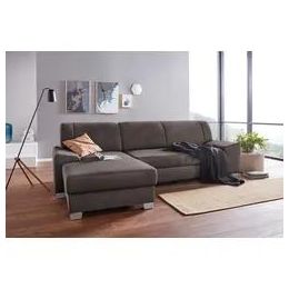 Ecksofa DOMO collection "Anzio L-Form" Sofas Gr. B/H/T: 271cm x 85cm x 160cm, Luxus-Microfaser, Recamiere links, Ohne Funktion-Mit Federkern, grau (anthrazit) wahlweise mit Bettfunktion und Federkern