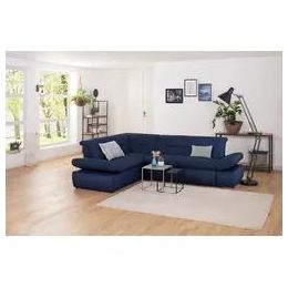 Ecksofa Inosign "Avesa L-Form" Sofas Gr. B/H/T: 275cm x 80cm x 211cm, Struktur fein, langer Schenkel rechts, ohne Armteilverstellung-ohne Schlaffunktion, blau (dunkelblau) Wahlweise mit Arm- und Bettfunktion, BTH: 27521180 cm