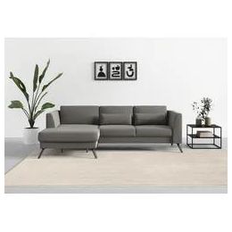 Sit & More Ecksofa SIT & MORE "Lindholm L-Form" Sofas Gr. B/H/T: 262 cm x 88 cm x 171 cm, Flachgewebe, Recamiere links, mit Sitztiefenverstellung, grau (hellgrau) mit Sitztiefenverstellung und Federkern