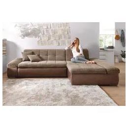 Ecksofa DOMO collection "Moric B/T/H 300/172/80 cm, auch in Cord, L-Form" Sofas Gr. B/H/T: 300cm x 80cm x 172cm, Microfaser PRIMABELLE-Struktur, Recamiere rechts, ohne Funktion, bunt (braun/beige-braun) XXL-Format, wahlweise auch mit Bettfunktion und Armverstellung