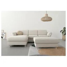 Sit & More Ecksofa SIT & MORE "Apulia L-Form" Sofas Gr. B/H/T: 250cm x 78cm x 185cm, Struktur weich, Recamiere links, mit Bettfunktion-mit Bettkasten-mit Armteilverstellung-mit Kopfteilverstellung, beige (creme) wahlweise Bettfunktion, Bettkasten und Kopf- Armteilverstellung