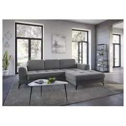 Sit & More Ecksofa SIT&MORE "Bendigo L-Form" Sofas Gr. B/H/T: 284 cm x 84 cm x 175 cm, Samtoptik, mega-Recamiere rechts, mit schwarzem Nickelfuß, grau (hellgrau) inklusive Sitztiefenverstellung, Bodenfreiheit 12 cm, in 2 Fußfarben