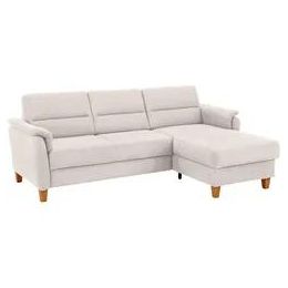 Ecksofa Home Affaire "Palmera L-Form" Sofas Gr. B/H/T: 244cm x 89cm x 163cm, Luxus-Microfaser ALTARA NUBUCK, Recamiere rechts, mit Bettfunktion-ohne Bettkasten, beige (natur) Federkern, wahlweise mit Bettfunktion und mitohne Bettkasten