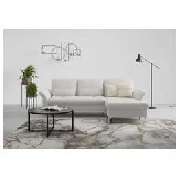 Ecksofa Inosign "Palm Beach L-Form" Sofas Gr. B/H/T: 275cm x 89cm x 175cm, Olympia EASY CLEAN, mega-Recamiere rechts, mit Sitztiefenverstellung-mit Bettfunktion-mit Bettkasten-mit Armteilverstellung, silberfarben (silber) Federkern, mit Sitztiefenverstellung, wahlweise Bettfunktion