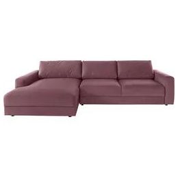 Ecksofa Places of Style "Bloomfield, L-Form" Sofas Gr. B/H/T: 303cm x 84cm x 176cm, Velours, mega-Recamiere links, XL ohne Bettfunktion und Bettkasten, rosa (altrosa) wahlweise mit Bettfunktion und Bettkasten