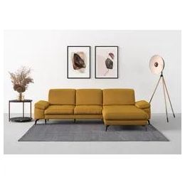 Sit & More Ecksofa SIT&MORE "Cabana L-Form" Sofas Gr. B/H/T: 301 cm x 84 cm x 195 cm, Breitcord, mega-Recamiere rechts, mit Sitztiefenverstellung-mit Kopfteilverstellung-mit Armlehnfunktion-mit Federkern, gelb (mustard) Recamiere, wahlweise mit Sitztiefen-, Armlehnen- und Kopfteilfunktion