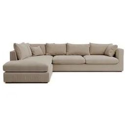 Ecksofa Home Affaire "Coray, L-Form" Sofas Gr. B/H/T: 318cm x 80cm x 272cm, Feincord, Ottomane links, beige (sand) extra weich und kuschelig, Füllung mit Federn Daunen