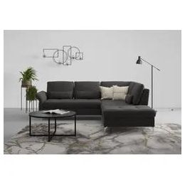 Ecksofa Inosign "Palm Beach L-Form" Sofas Gr. B/H/T: 259cm x 89cm x 224cm, Luxus-Microfaser Euphoria, Ottomane rechts, mit Sitztiefenverstellung-ohne Bettfunktiom-ohne Stauraum-ohne Armteilverstellung, grau (fango) Federkern, mit Sitztiefenverstellung, wahlweise Bettfunktion