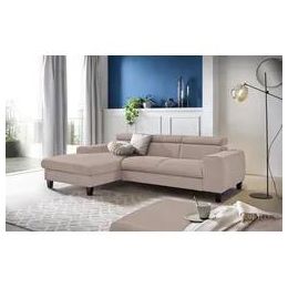 Ecksofa COTTA "Morven L-Form" Sofas Gr. B/H/T: 244cm x 72cm x 166cm, Microfaser PRIMABELLE, Recamiere links, ohne Bettfunktion-ohne Bettkasten-mit Ladestation-mit Kopfteilverstellung, braun (mud) Ecksofa Polstermöbel Sofas Inklusive Kopfteilverstellung, wahlweise mit Ladestation, Bettfunktion