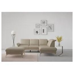 Sit & More Ecksofa SIT & MORE "Fashion L-Form" Sofas Gr. B/H/T: 250cm x 84cm x 207cm, Luxus-Microfaser mit Prägung, Ottomane rechts, mit Kopfteilverstellung-mit Vorziehsitz, motorisch, beige wahlweise mit Kopfteilverstellung, Vorziehsitz, motorisch, Nickelfüße