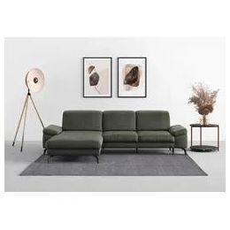 Sit & More Ecksofa SIT&MORE "Cabana L-Form" Sofas Gr. B/H/T: 301 cm x 84 cm x 195 cm, Feincord, mega-Recamiere links, mit Sitztiefenverstellung-mit Kopfteilverstellung-mit Armlehnfunktion-mit Federkern, grün (olive) Recamiere, wahlweise mit Sitztiefen-, Armlehnen- und Kopfteilfunktion