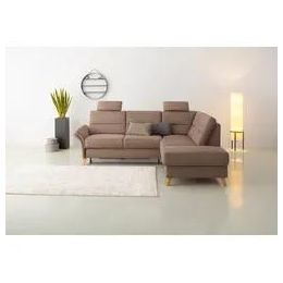 Ecksofa Home Affaire "Westerland L-Form" Sofas Gr. B/H/T: 238cm x 90cm x 213cm, Olympia EASY CLEAN, Ottomane rechts, mit Bettfunktion, Stauraum und Armlehnfunktion, grau (taupe) Federkern-Polsterung, wahlweise mit Bettfunktion, Bettkasten