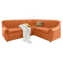 Ecksofa DOMO collection "Lale L-Form" Sofas Gr. B/H/T: 251cm x 88cm x 193cm, Microfaser PRIMABELLE, langer Schenkel links, ohne Bettfunktion, orange (terrakotta) mit langem Schenkel, wahlweise Bettfunktion