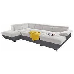 Wohnlandschaft COTTA "Speedway U-Form" Sofas Gr. B/H/T: 332cm x 79cm x 102cm, Kunstleder SOFTLUX-Struktur, Recamiere rechts, mit Bettfunktion-mit Bettkasten-mit Kopfteilverstellung, lila (fango, pearl) wahlweise mit Bettfunktion und Bettkasten