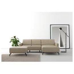 Sit & More Ecksofa SIT & MORE "Bailando L-Form" Sofas Gr. B/H/T: 251cm x 84cm x 163cm, Luxus-Microfaser mit Prägung, Recamiere rechts, mit Kopfteilverstellung-mit Vorziehsitz motorisch, beige wahlweise mit Kopfteilverstellung und Vorziehsitz, motorisch