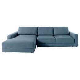 Ecksofa Places of Style "Bloomfield, L-Form" Sofas Gr. B/H/T: 303cm x 84cm x 176cm, Struktur grob, mega-Recamiere links, XL mit Bettfunktion und Bettkasten, blau (tepestry) wahlweise mit Bettfunktion und Bettkasten