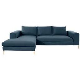 Polsterecke OTTO products "Finnja, L-Form" Sofas Gr. B/H/T: 277 cm x 83 cm x 170 cm, Luxus-Microfaser mit Prägung, Recamiere links, ohne Schlaffunktion-ohne Bettkasten, blau (dunkelblau) XXL-Ecksofa Sofas