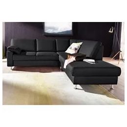 Sit & More Ecksofa SIT & MORE "Belfort L-Form" Sofas Gr. B/H/T: 243cm x 88cm x 218cm, Flachgewebe, Ottomane rechts, ohne Funktion, schwarz wahlweise mit Vorziehsitz und Bettkasten