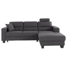 Ecksofa Trendmanufaktur "Chamber, L-Form" Sofas Gr. B/H/T: 247cm x 85cm x 165cm, Struktur grob, Recamiere rechts, Mit Schlaffunktion, schwarz (obsidian) inklusive einer Kopfstütze, wahlweise mit Schlaffunktion