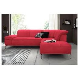 Ecksofa Places of Style "Caluna L-Form" Sofas Gr. B/H/T: 262cm x 97cm x 233cm, Flachgewebe, langer Schenkel links, rot mit Sitztiefen- und Kopfteilverstellung (5fach)