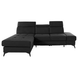 Ecksofa Inosign "Cardiz L-Form" Sofas Gr. B/H/T: 246 cm x 83 cm x 173 cm, Samtoptik, Recamiere links, mit Bettfunktion-mit Bettkasten, grau (anthrazit) inkl.Kopfteilverstellung und Federkern wahlweise mit Bettfunktion