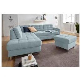 Sit & More Ecksofa SIT & MORE "Picasso L-Form" Sofas Gr. B/H/T: 233cm x 80cm x 196cm, Struktur fein, Ottomane links, mit Bettfunktion, blau (aqua) wahlweise mit Bettfunktion und Bettkasten