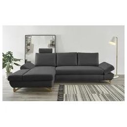 Ecksofa Inosign "City/Giron, L-Form" Sofas Gr. B/H/T: 284 cm x 104 cm x 166 cm, Veloursstoff, Recamiere links, ohne Bett-Funktion, grau (anthrazit) verstellbare Armlehnen mit Rasterfunktion