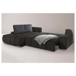 Ecksofa Inosign "Bono L-Form" Sofas Gr. B/H/T: 291cm x 90cm x 174cm, Luxus-Microfaser ALTARA NUBUCK, Recamiere links, mit Bettfunktion, schwarz (schwarz, grau) wahlweise mit Bettfunktion