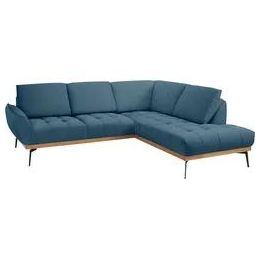 Guido Maria Kretschmer Home & Living Ecksofa GUIDO MARIA KRETSCHMER HOME & LIVING "Palic, L-Form" Sofas Gr. B/H/T: 241cm x 87cm x 206cm, Velours, Ottomane rechts, blau (denim)