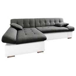 Ecksofa Trendmanufaktur "Reggae, modern und bequem, aktueller Materialmix, L-Form" Sofas Gr. B/H/T: 237cm x 78cm x 94cm, Kunstleder SOFTLUX-Struktur, Recamiere links, ohne Bettfunktion, grau (weiß, anthrazit) inkl. verstellbare Armlehne, wahlweise mit Bettfunktion