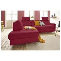 Sit & More Ecksofa SIT & MORE "Pablo L-Form" Sofas Gr. B/H/T: 233cm x 80cm x 196cm, Luxus-Microfaser ALTARA NUBUCK, Ottomane links, ohne Funktion, rot (bordeaux) wahlweise mit Bettfunktion und Bettkasten