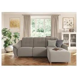 Ecksofa Home Affaire "Boston L-Form", braun (macciato), B:254cm T:170cm, Struktur (100% Polyester), Luxus-Microfaser Florence (100% Polyester), Chenille (100% Polyester), NaturLEDER (reines Rindsleder), Sofas, Kopfteilverstellung an jeder Sitzfläche, wahlweise Relaxfunktion