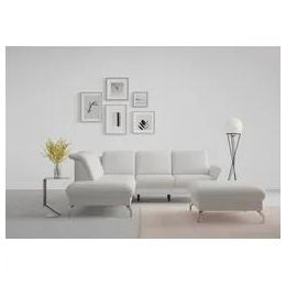 Sit & More Ecksofa SIT & MORE "Fashion L-Form" Sofas Gr. B/H/T: 250cm x 84cm x 207cm, Soft clean, Ottomane links, mit Kopfteilverstellung-mit Vorziehsitz, motorisch, grau (hellgrau) wahlweise mit Kopfteilverstellung, Vorziehsitz, motorisch, Nickelfüße