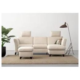 Ecksofa Home Affaire "Trelleborg L-Form" Sofas Gr. B/H/T: 249cm x 86cm x 162cm, Breitcord, Recamiere rechts, mit Bettfunktion-mit Bettkasten, beige (creme) wahlweise mit Bettfunktion und Bettkasten, inkl. Federkern-Polsterung