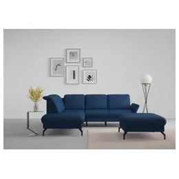 Sit & More Ecksofa SIT & MORE "Fashion L-Form" Sofas Gr. B/H/T: 250cm x 84cm x 207cm, Soft clean, Ottomane links, mit Kopfteilverstellung-mit Vorziehsitz, motorisch, blau wahlweise mit Kopfteilverstellung und Vorziehsitz, motorisch