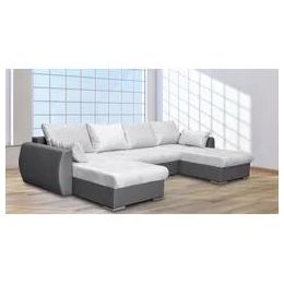 Wohnlandschaft Collection AB "Kelly U-Form" Sofas Gr. B/H/T: 303 cm x 41 cm x 164 cm, Kunstleder-Samt, grau (anthrazit, hellgrau) inkl. Bettfunktion und Bettkasten, mit Federkern