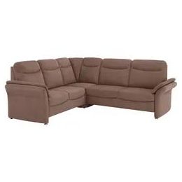 Ecksofa Home Affaire "Tahoma L-Form" Sofas Gr. B/H/T: 251cm x 103cm x 231cm, Luxus-Microfaser ALTARA NUBUCK, langer Schenkel rechts, mit Bettfunktion-mit Schublade-mit Relaxfunktion, braun (nougat) mit Armlehnfunktion, wahlweise Bettfunktion, Schublade, Relaxfunktion