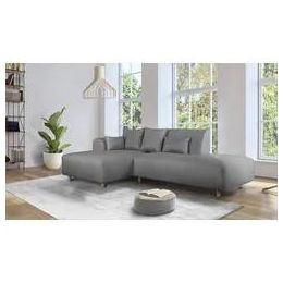 Ecksofa Andas "Svennis L-Form" Sofas Gr. B/H/T: 254 cm x 83 cm x 165 cm, Filzoptik, Recamiere links, grau (hellgrau) incl. Zierkissen, in 2 Bezugsvarianten