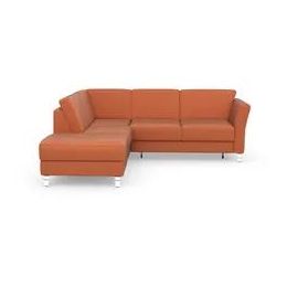 Sit & More Ecksofa SIT & MORE "Visby L-Form" Sofas Gr. B/H/T: 248cm x 87cm x 213cm, Soft clean, Ottomane links, mit Bettfunktion-mit Bettkasten, orange (terra) Wahlweise mit Bettfunktion und Stauraum, frei im Raum stellbar