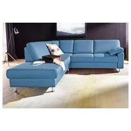 Sit & More Ecksofa SIT & MORE "Belfort L-Form" Sofas Gr. B/H/T: 243cm x 88cm x 218cm, Flachgewebe, Ottomane links, mit Vorziehsitz-mit Bettkasten, blau (pacific) wahlweise mit Vorziehsitz und Bettkasten