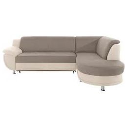 Ecksofa Trendmanufaktur "Rondo 3, L-Form" Sofas Gr. B/H/T: 265cm x 85cm x 190cm, Luxus-Microfaser ALCAZAR-Struktur fein, Ottomane rechts, ohne Federkern, mit Bettfunktion, beige (beige, tan) mit Ottomane und Federkern, wahlweise Bettfunktion