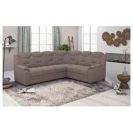 Ecksofa COTTA "Marcus L-Form" Sofas Gr. B/H/T: 263cm x 99cm x 211cm, Microfaser bedruckt, langer Schenkel links, Ohne Bettfunktion-ohne Schubkasten, braun (mud) Bequemes Ecksofa in klassischem Design mit hoher Rückenlehne